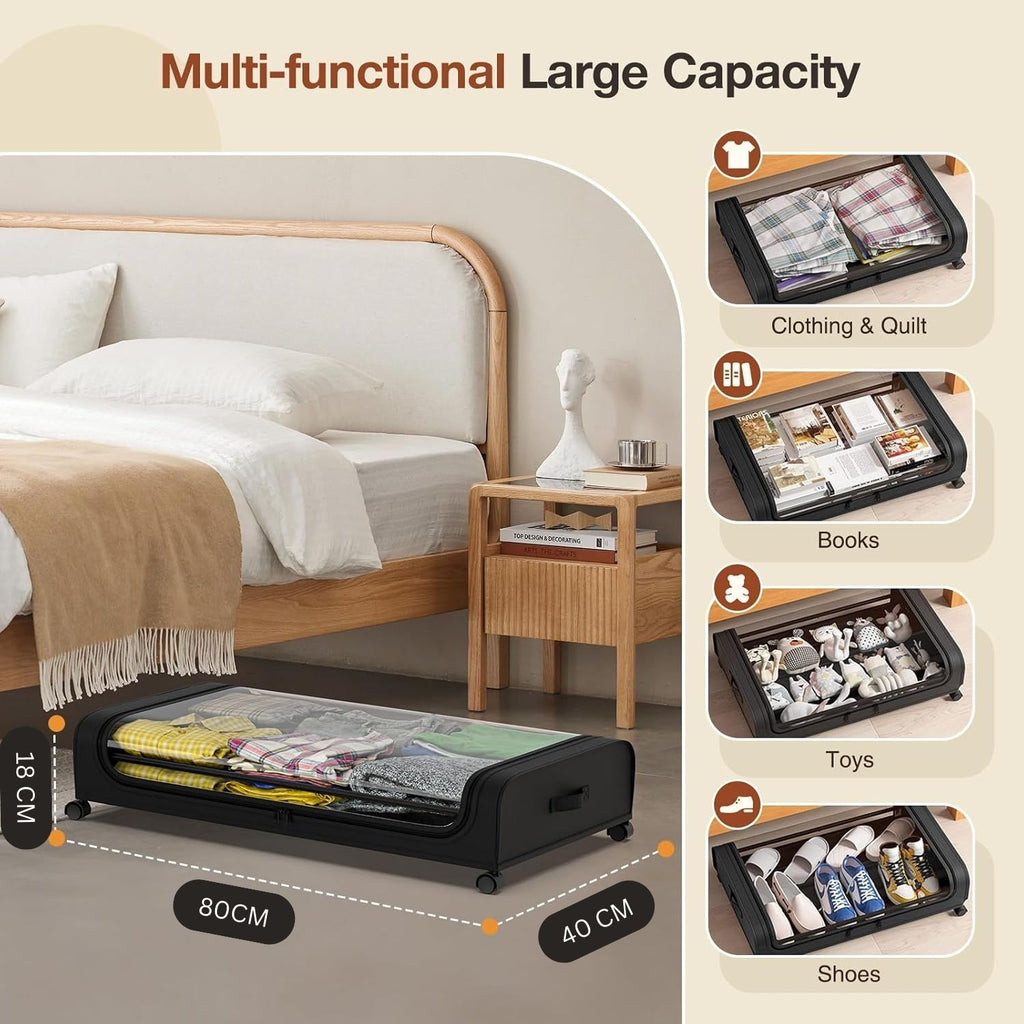 XXL Under Bed Rolling Storage Containers with 50L Large Capacity and W ...