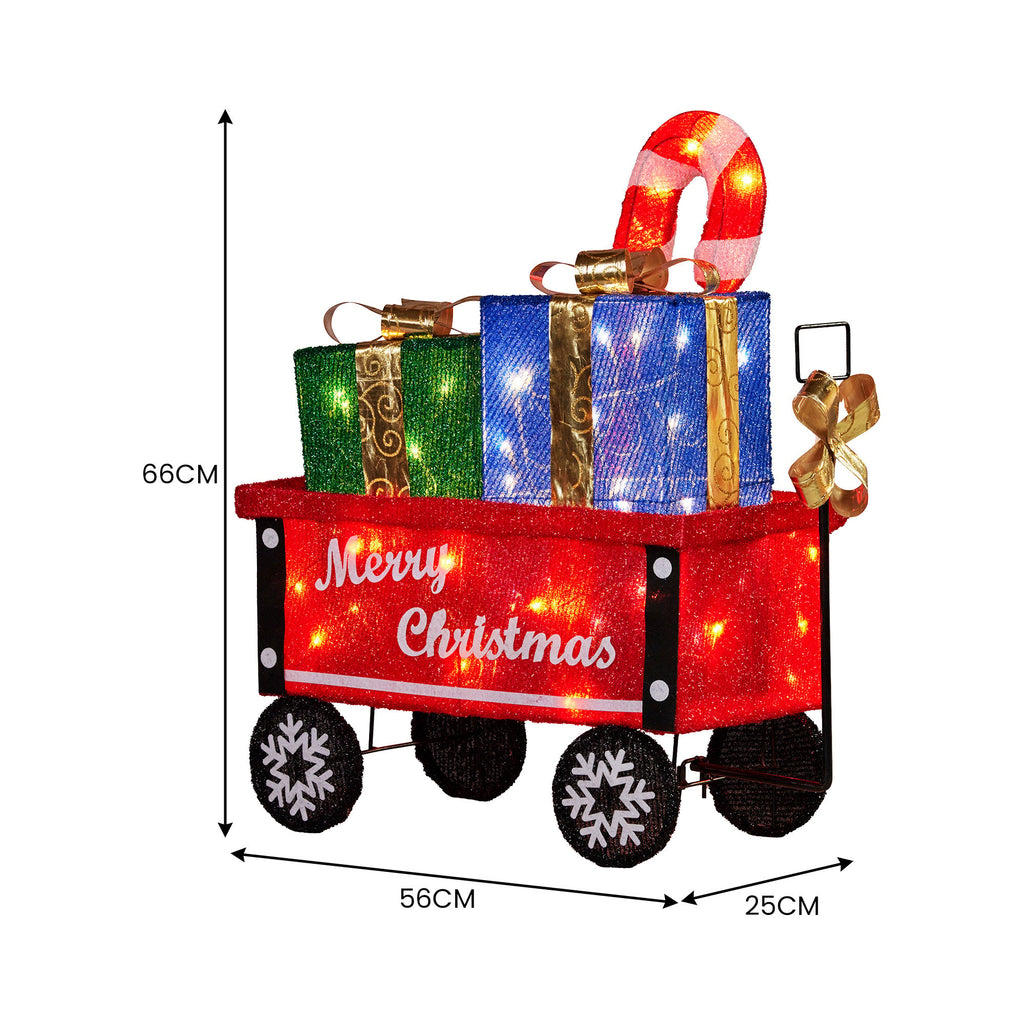 Christabelle Christmas Cart Display w/Candy Cane & Presents Warm White ...